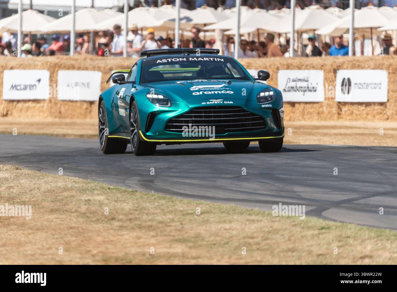Aston Martin Vantage F1 Safety Car car driving up the hillclimb track ...