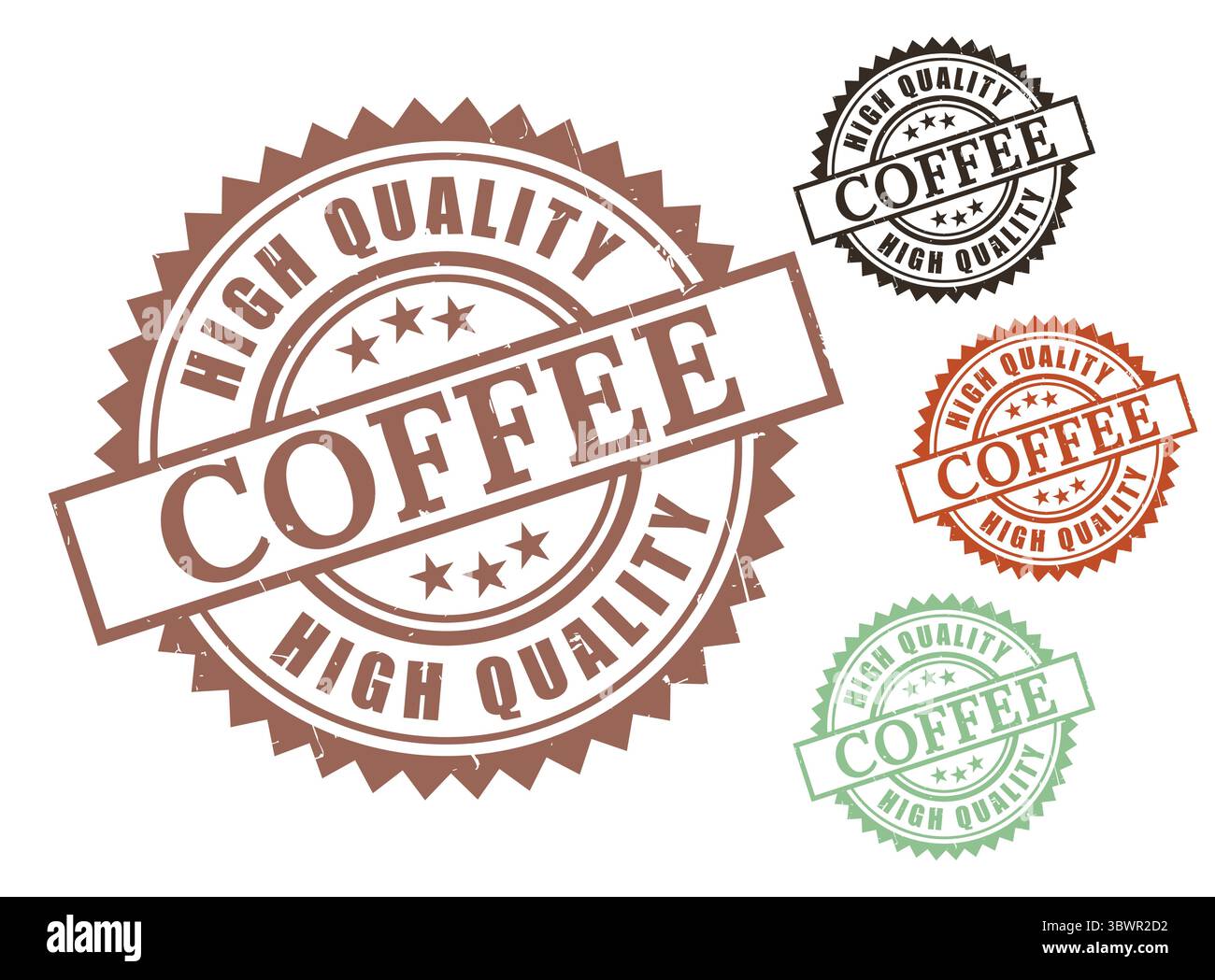 A High Quality Coffee Seal Bundle, Grunge Rubber Gourmet Beverage Stamp ...