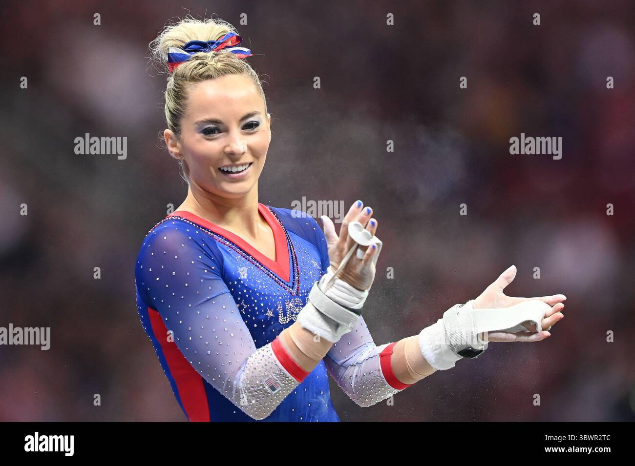 June 27, 2021: MYKAYLA SKINNER competes on the uneven bars at the Dome ...