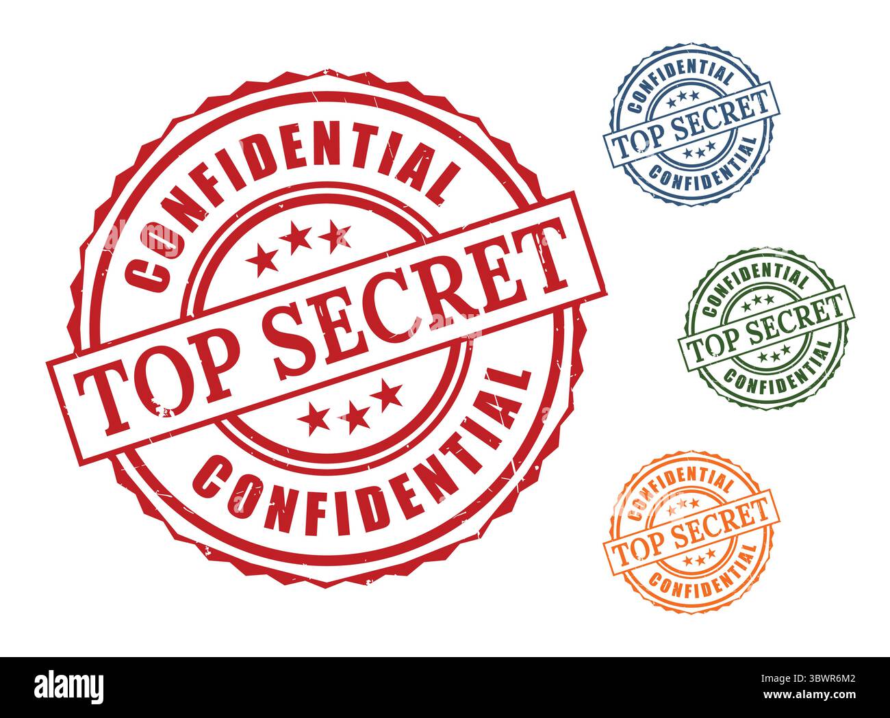 A Top Secret Confidential Product Stamp Set, Grunge Style Restricted Info Label Vectors Stock ...