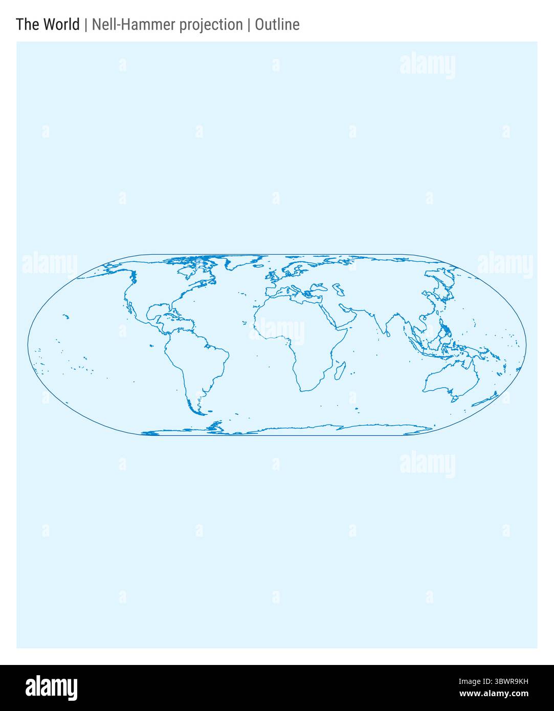 World Map. Nell-Hammer projection. Outline style. High Detail World map ...