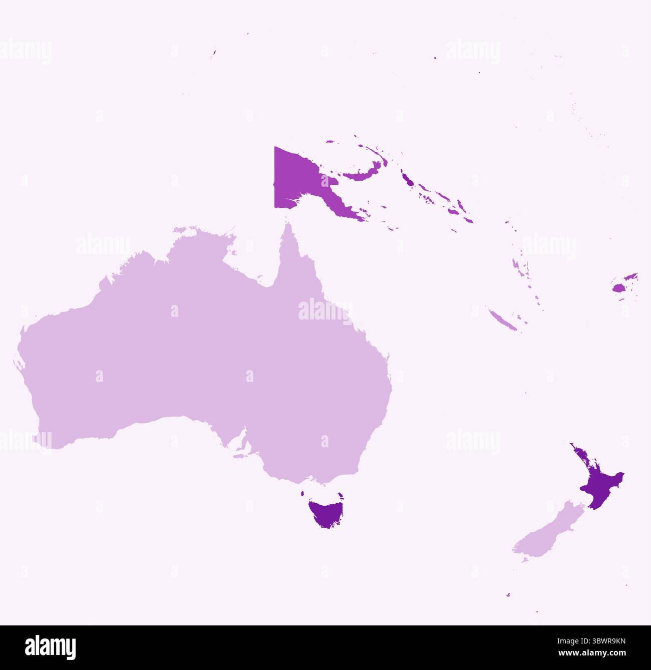 Map of Oceania with countries. Just a simple continent border map with ...