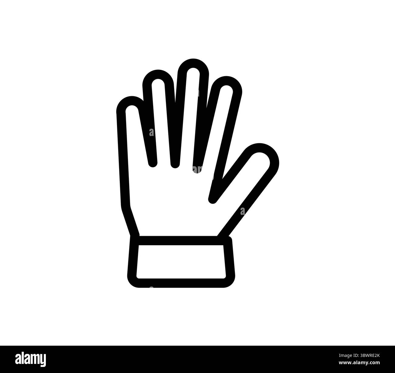 A minimalistic line drawing of a raised hand symbolizes communication ...
