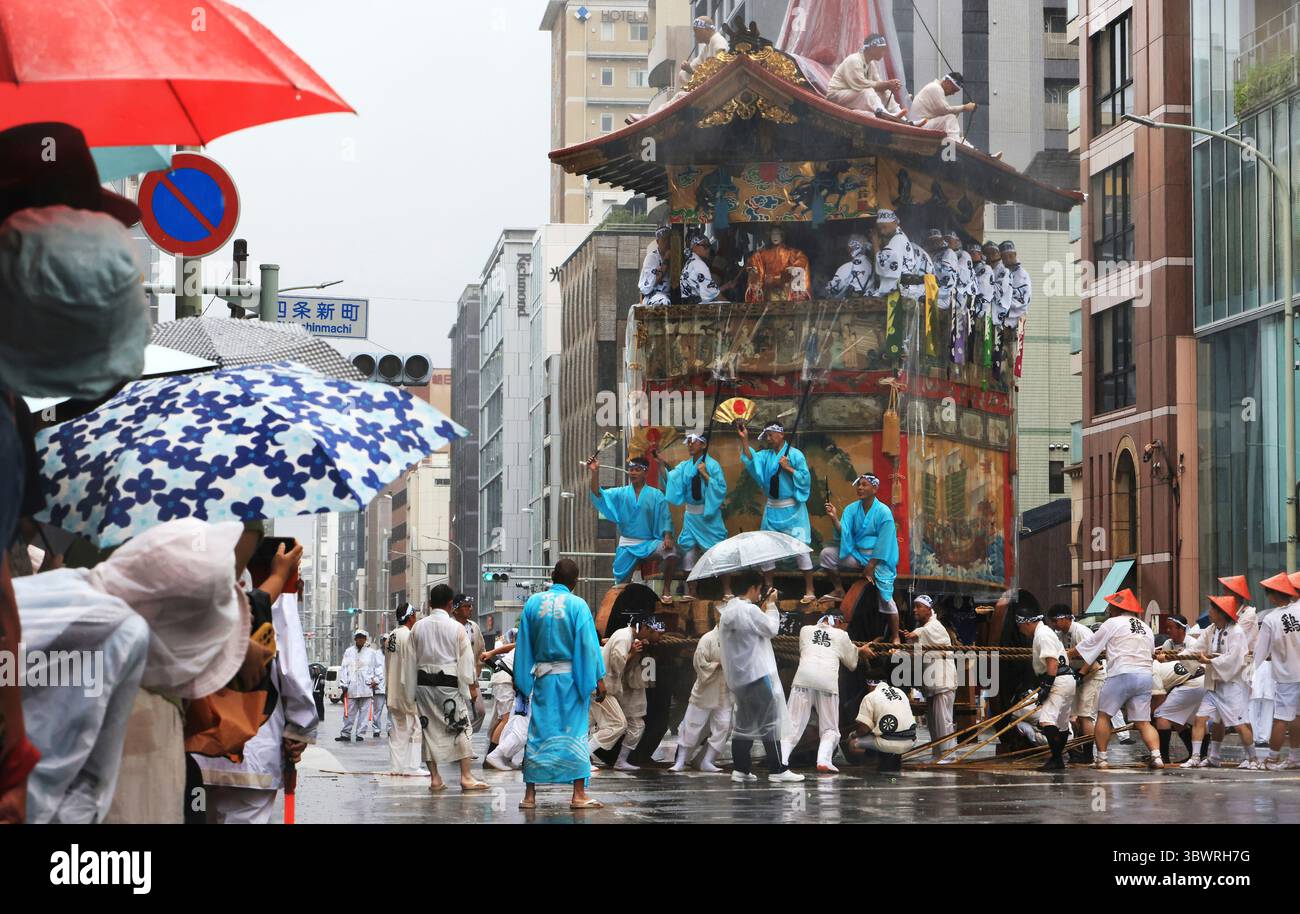 Gorgeous floats called Yama Hoko in Japanese parade while raining ...