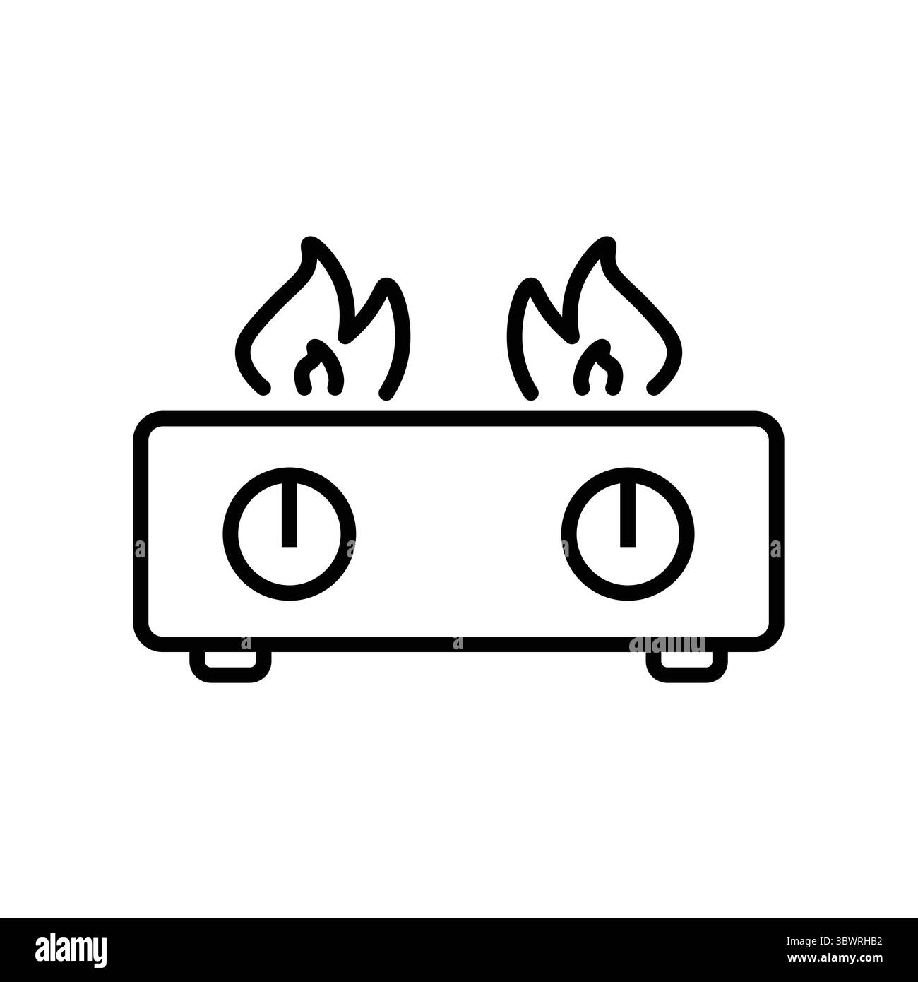 A modern gas stove illustration showcasing flames and dial controls ...
