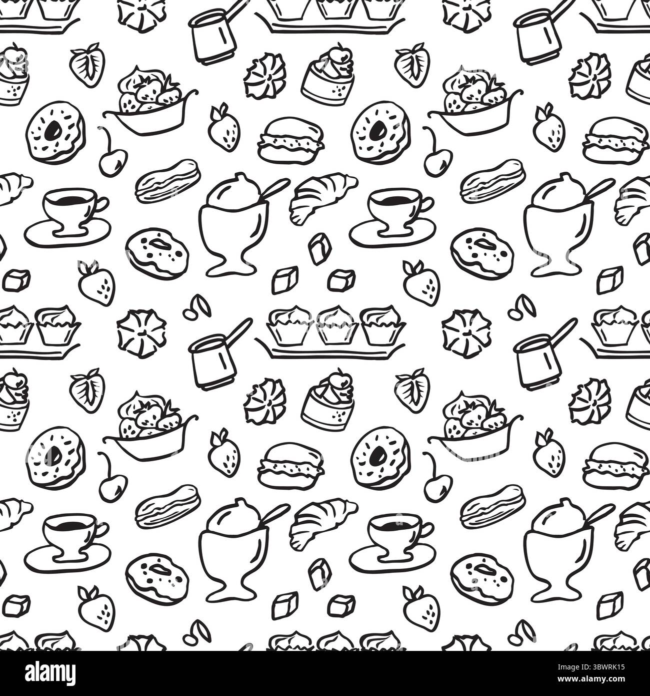Seamless doodles pattern with bakery elements Stock Vector Image & Art ...