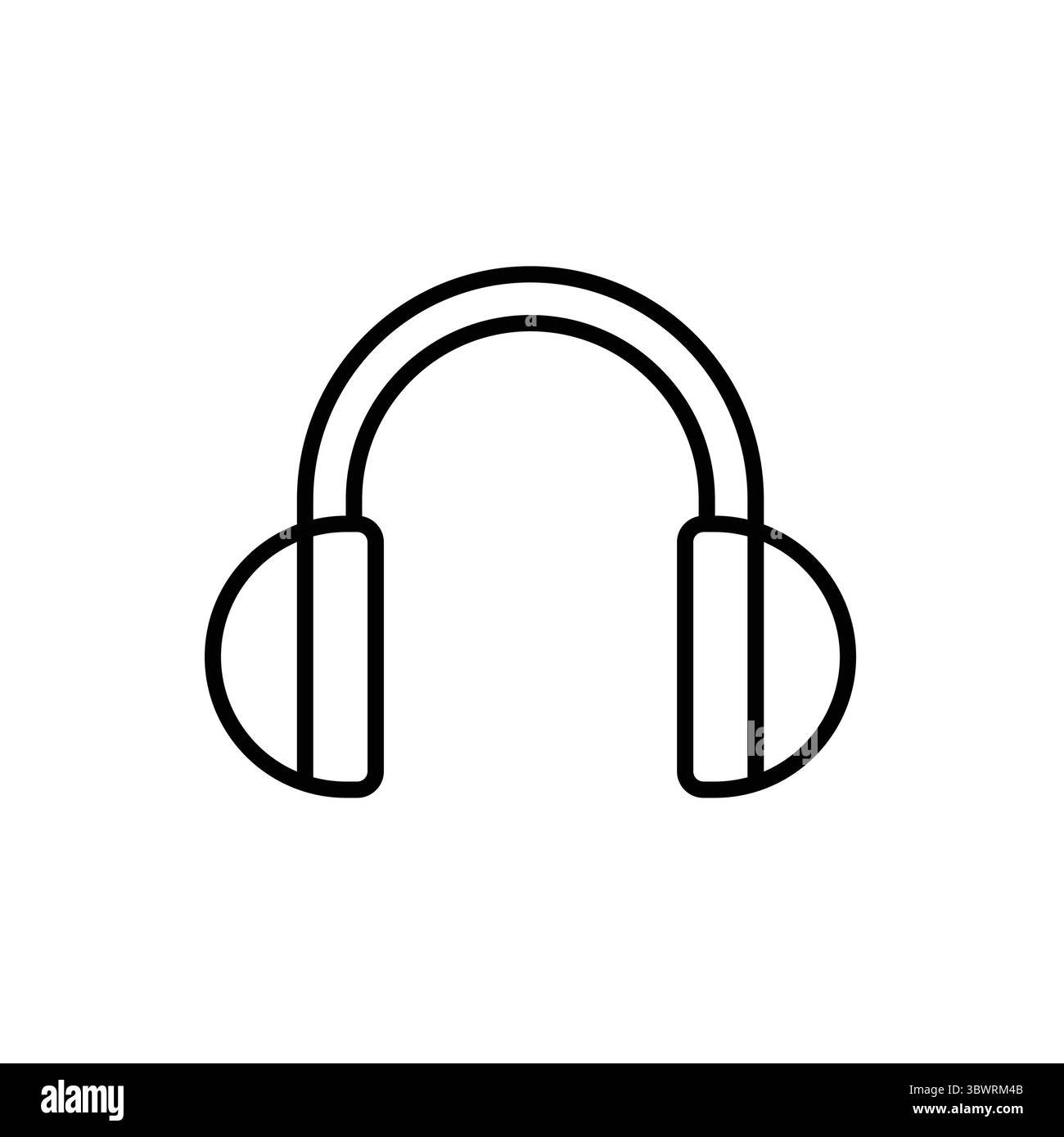 A minimalist illustration of headphones showcased as a simple black and ...