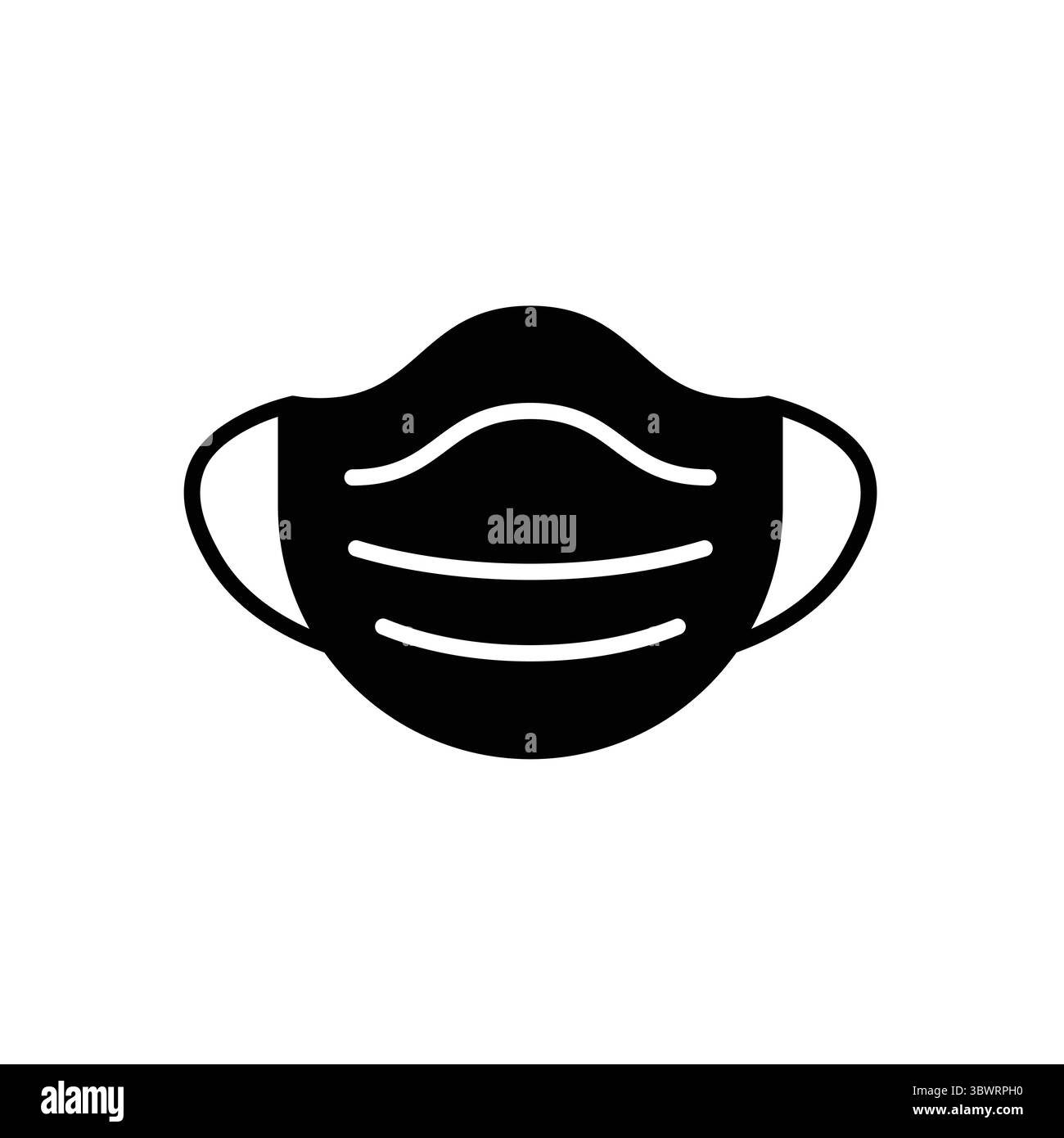 This simple black icon of a face mask represents health and safety ...