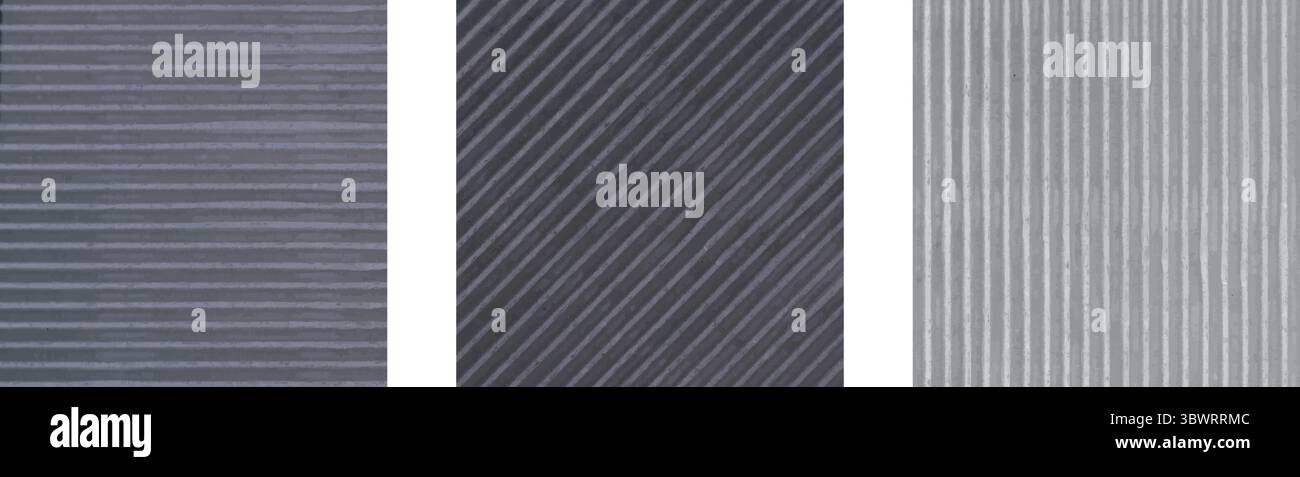 Eco fabric striped texture set in grey tones. Abstract corrugated ...