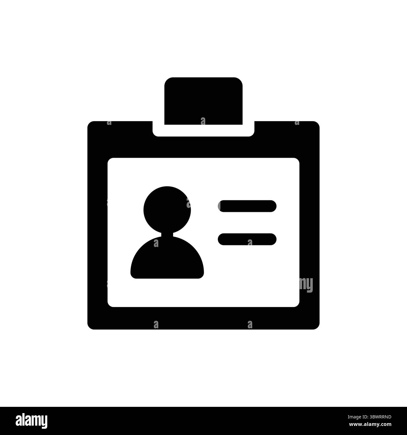 Simple black and white icon of an identification badge showcasing a ...