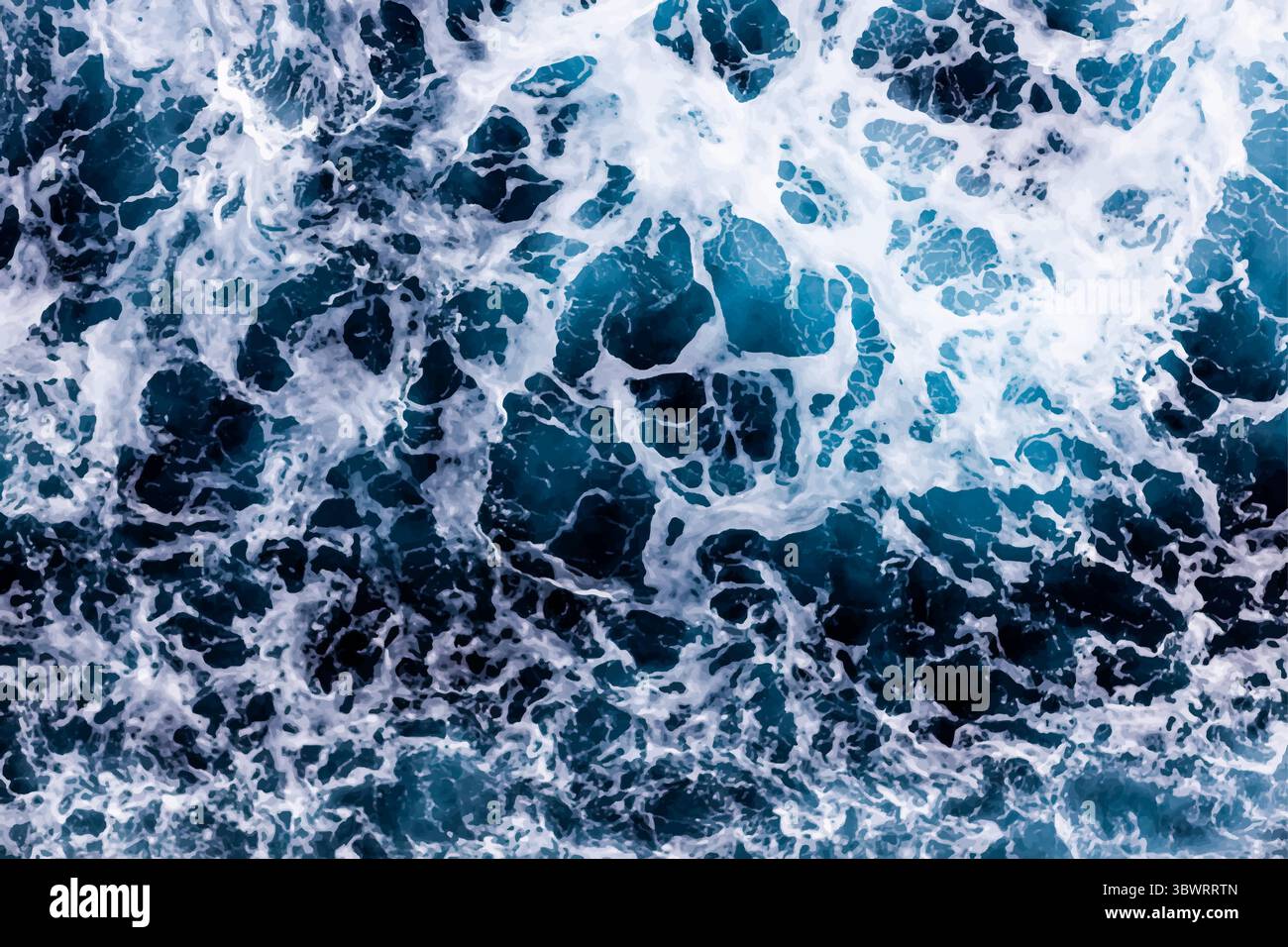 Ocean surface texture. Top view of vibrant water with foam. Can be used ...