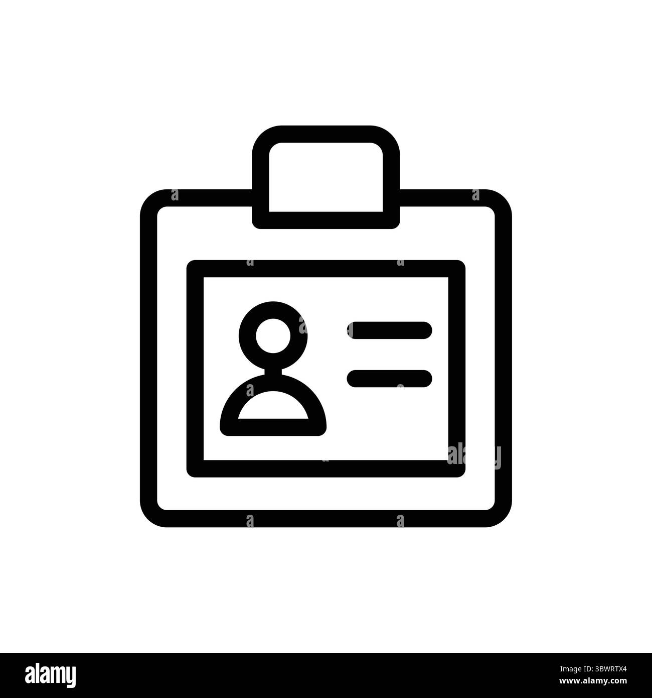 This vector graphic features a simple outline design of a name badge or ...