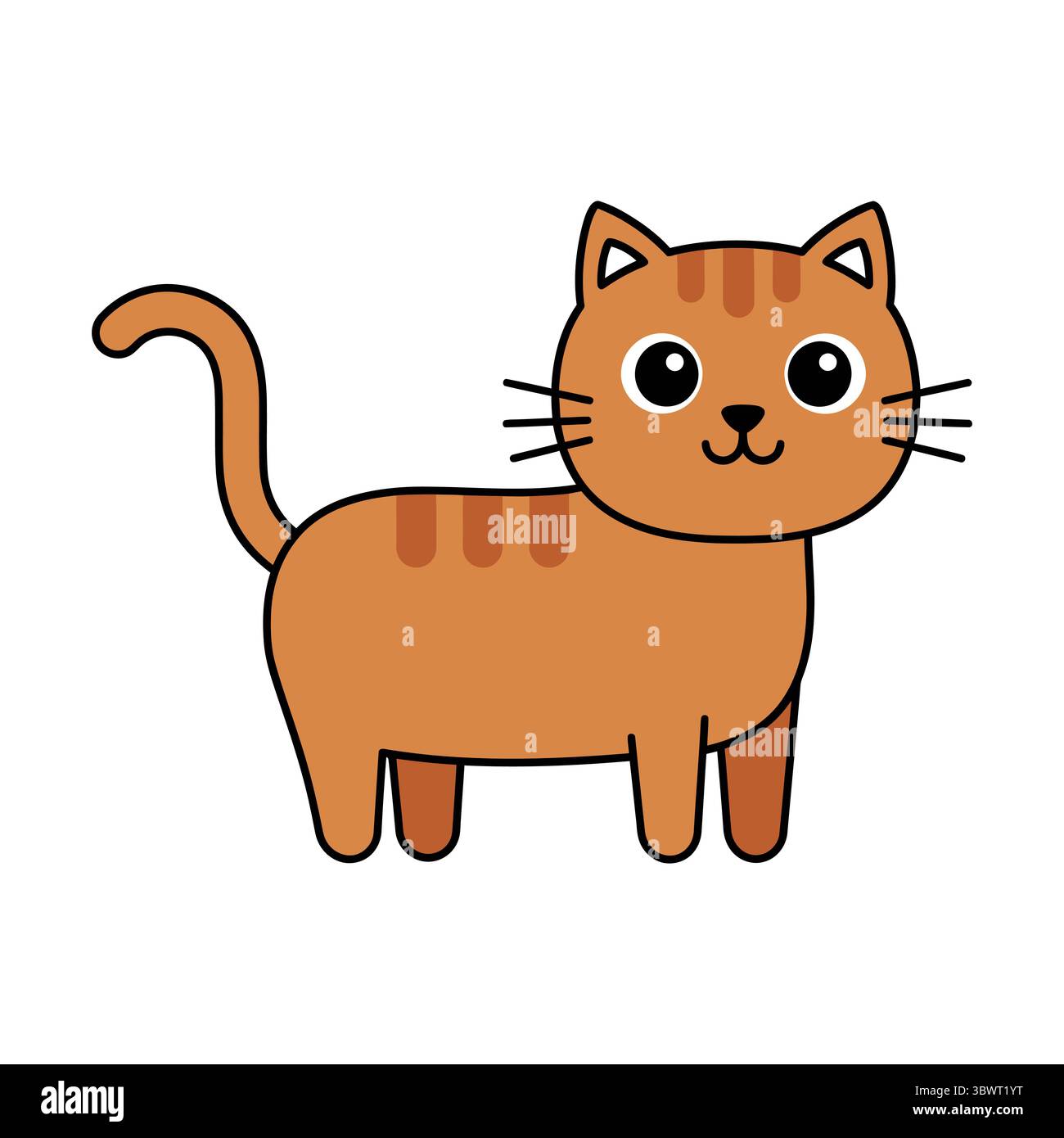 Cute Brown Cartoon Cat Illustration Stock Vector Image & Art - Alamy