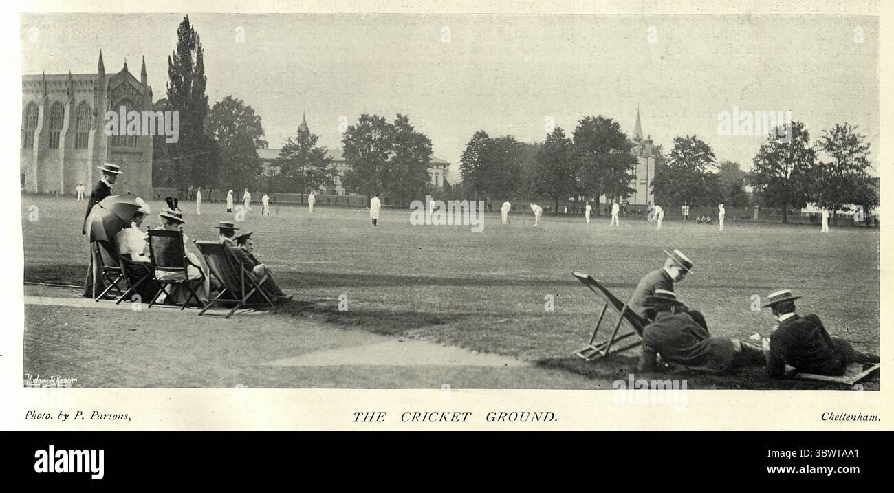 Public school cricket match at Cheltenham, England, 1890s, 19th Century ...
