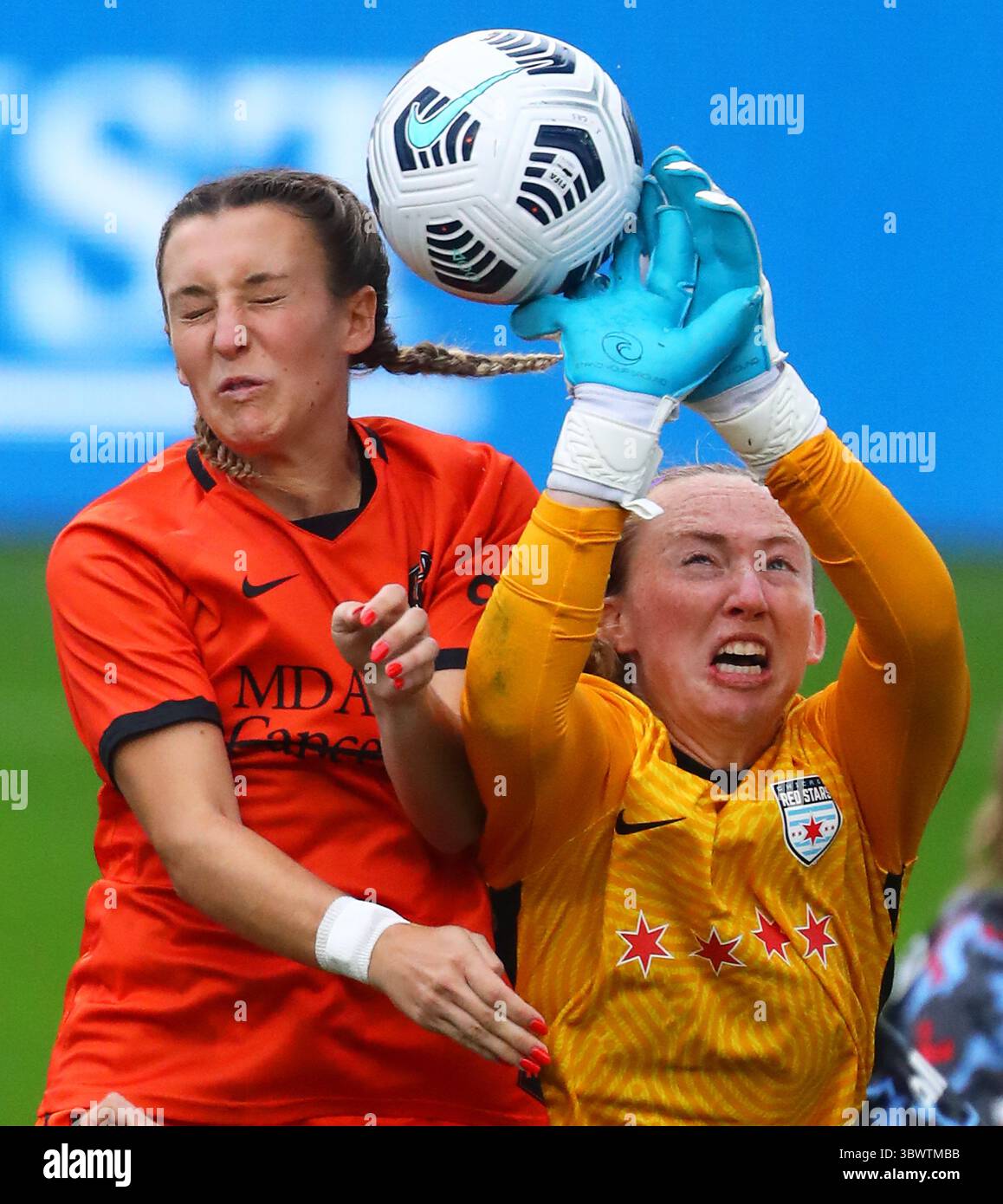July 11, 2021, Bridgeview, Illinois, USA: Chicago Red Stars' goalkeeper ...