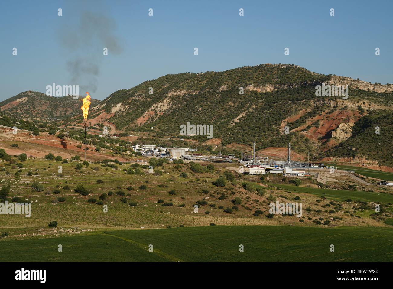 A view of an oil field in the Shekhan district near the Kurdish city of ...