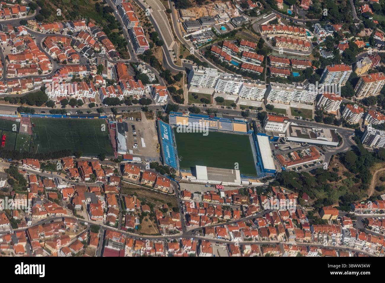 Aerial view of Estoril Praia football stadium in Estoril, Portugal ...