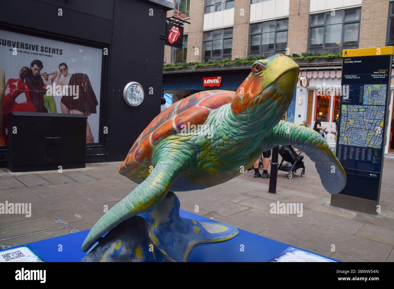 July 17, 2025, London, England, United Kingdom: A turtle sculpture ...