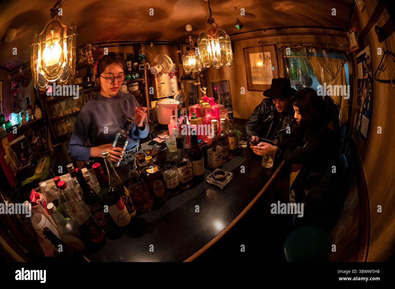 Tokyo, Japan: Typical scene inside a bar in Tokyo's Golden Gai bar ...