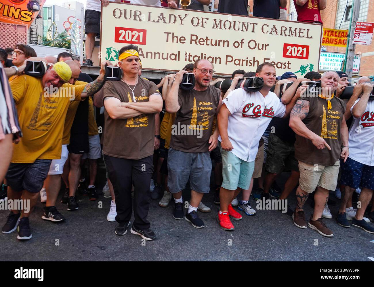 July 14, 2021, Brooklyn, New York, USA: The Giglio Feast, in honor of Our Lady of Mount Carmel ...