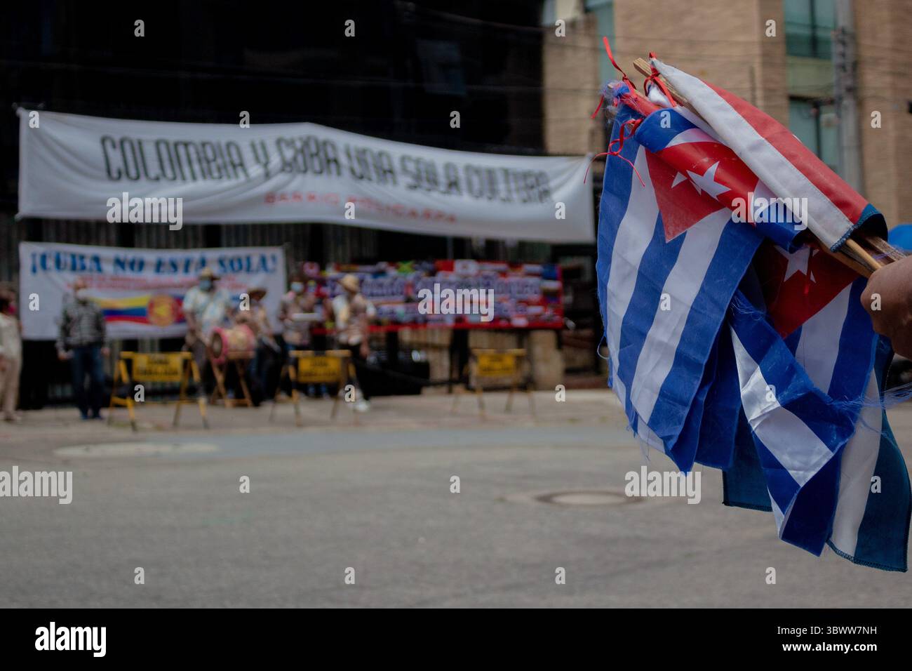 July 15, 2021, Bogota, Cundinamarca, Colombia: Cuban flags as Cuban ...