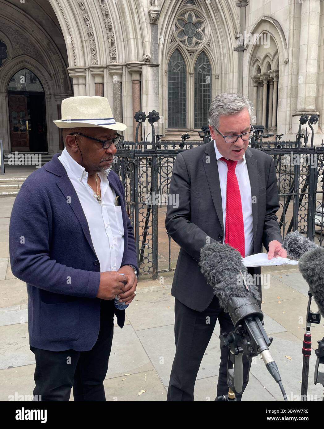 Errol Campbell Jr (left) and solicitor Matt Foot speaking outside the ...