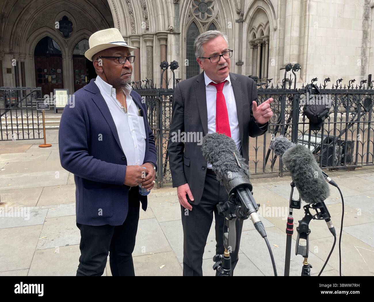 Errol Campbell Jr (left) and solicitor Matt Foot speaking outside the ...