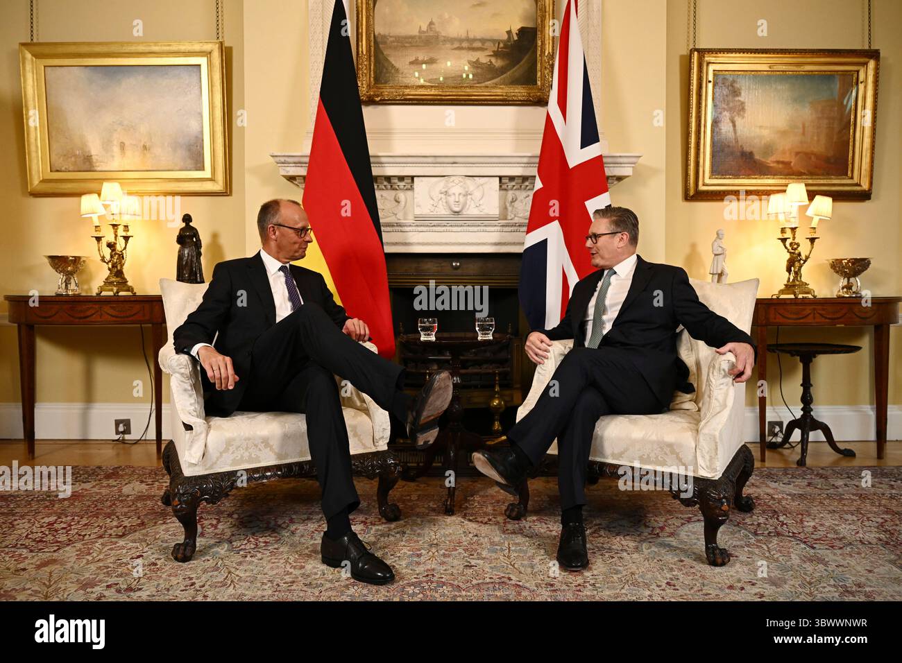 German Chancellor Friedrich Merz, left and Britain's Prime Minister ...