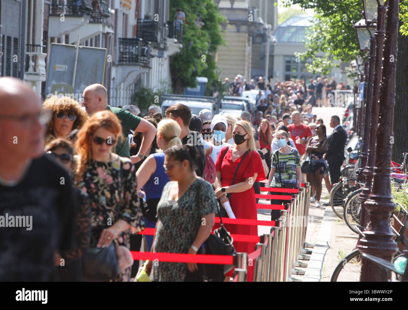 July 21, 2021, Amsterdam, Netherlands: Members of the public wearing ...