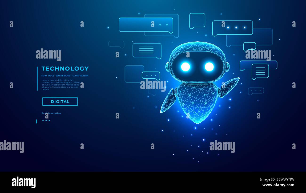 AI Robot Chatbot with Speech Bubbles on Technology Blue Background ...