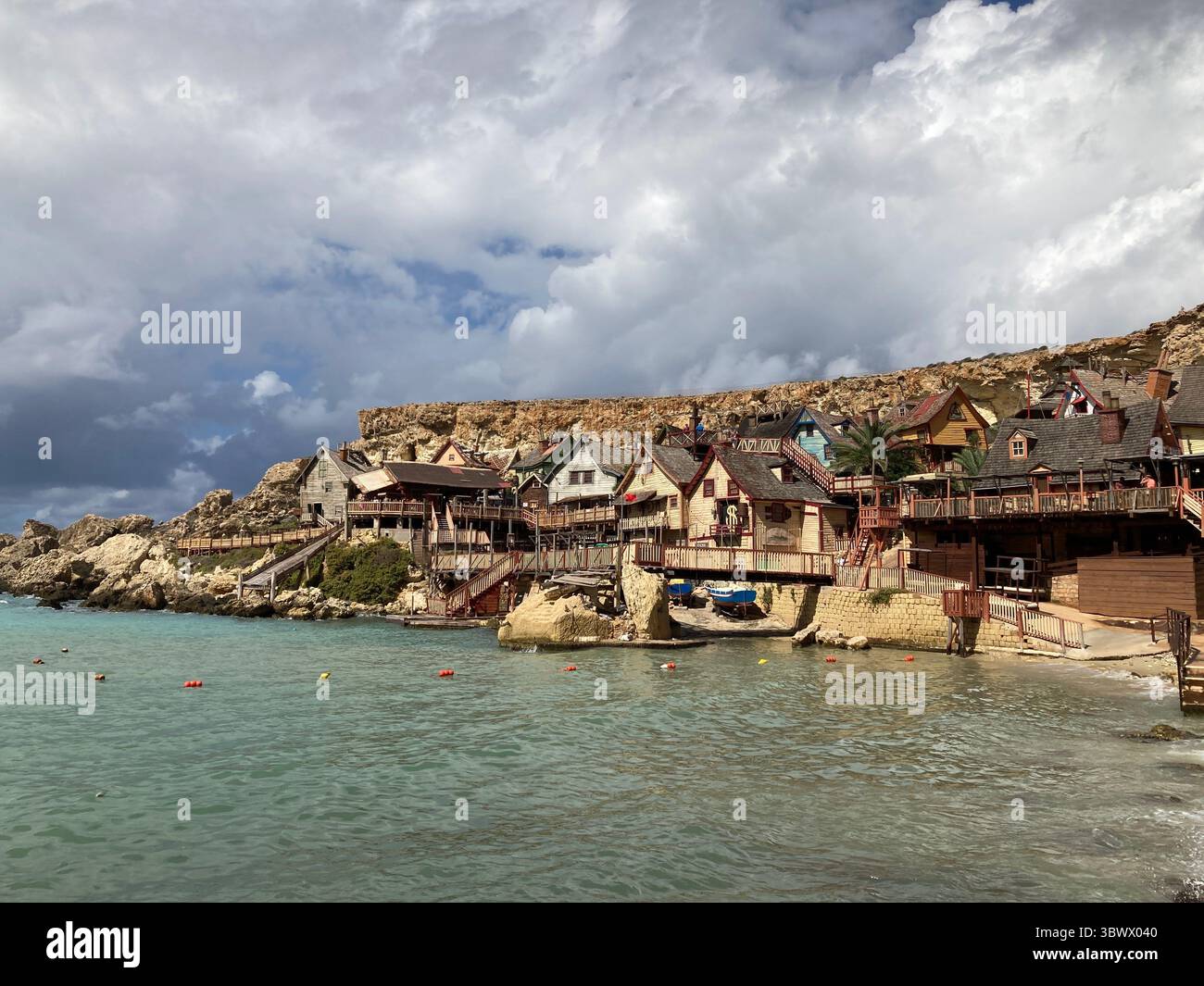 Iconic Popeye Village film set and fun park scenes, featuring vibrant ...