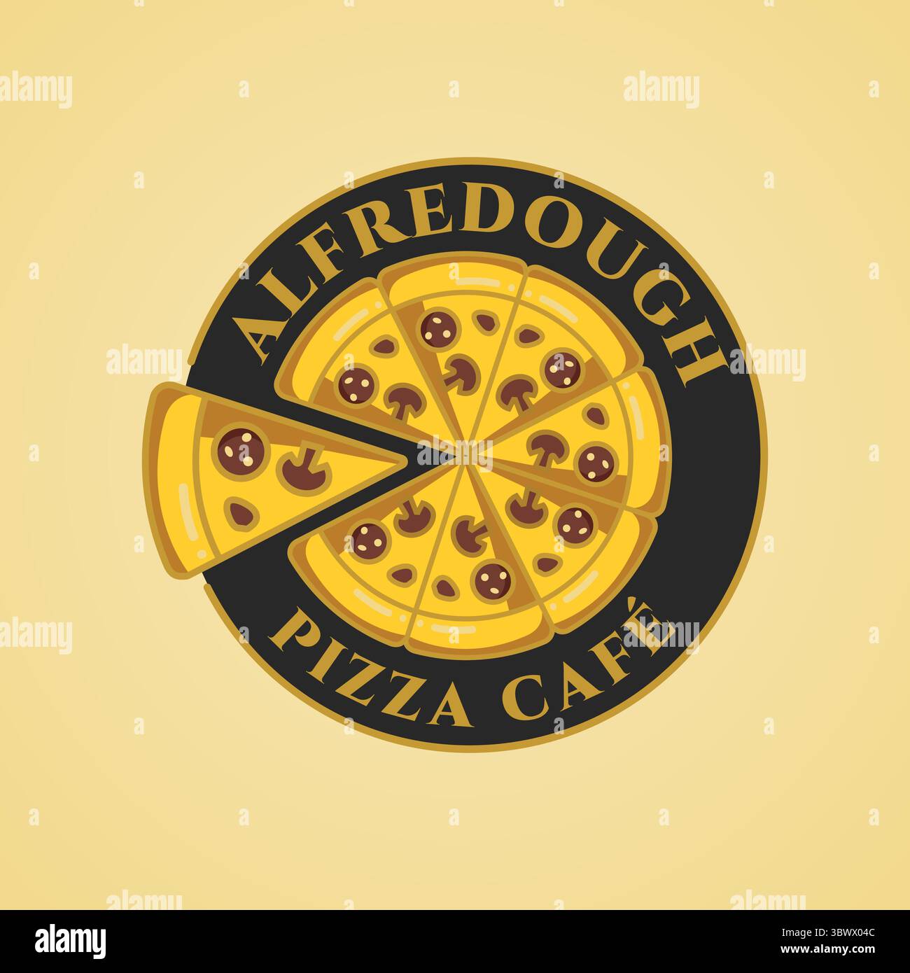 Alfredough Pizza Café Logo – Vector Illustration of Sliced Pizza Emblem ...
