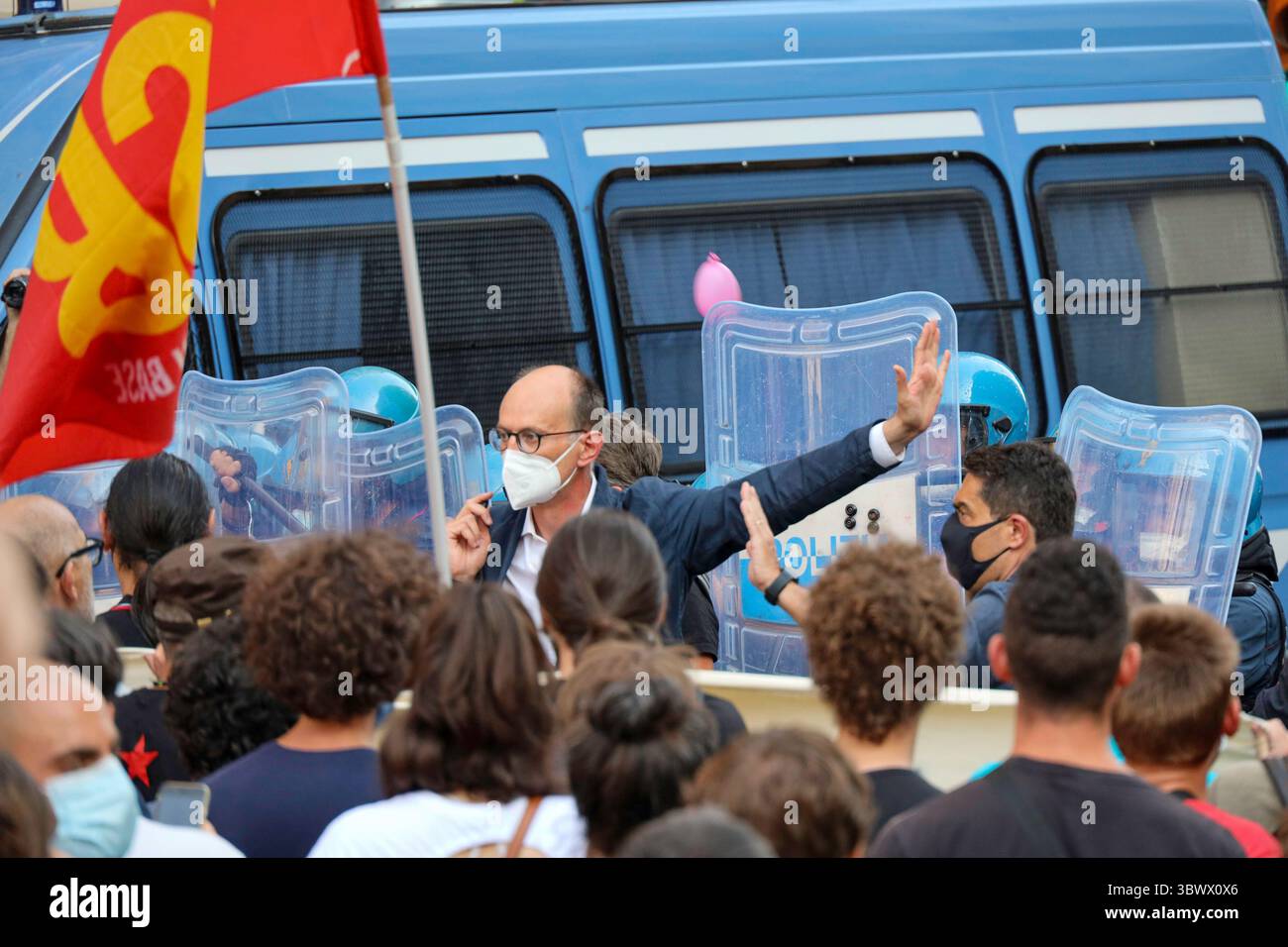 July 21, 2021, NAPLES, ITALY: 07/22/2021 Naples, protest procession ...