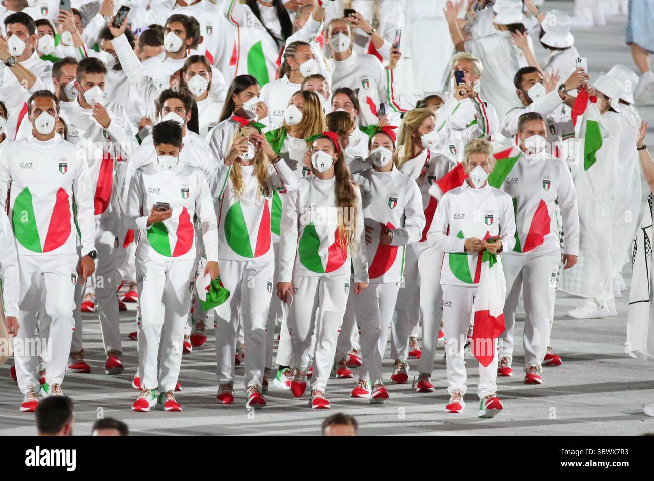 July 23, 2021, Tokyo, Tokyo, Japan: Team Italy enters the stadium with ...