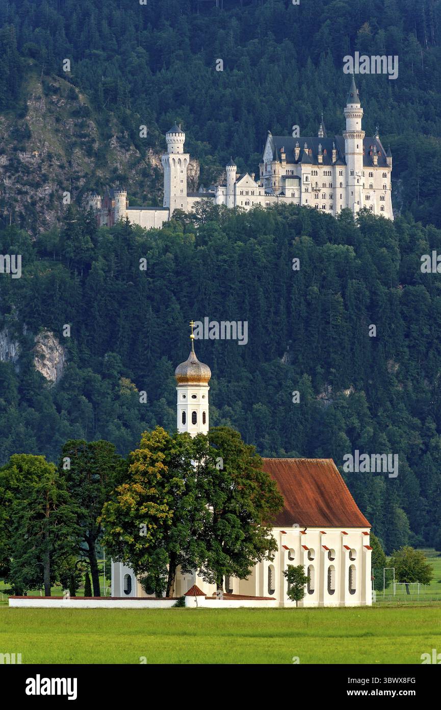 Pilgrimage church of St Coloman, Baroque, Neuschwanstein Castle by King ...