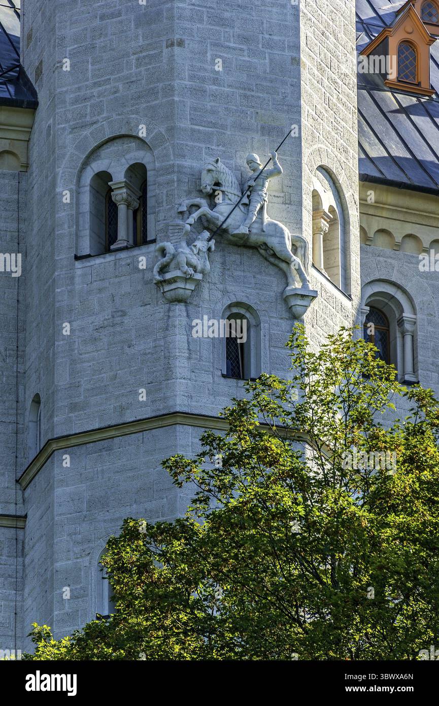 Sculpture of Sigurd the Dragon Slayer on the stair tower ...