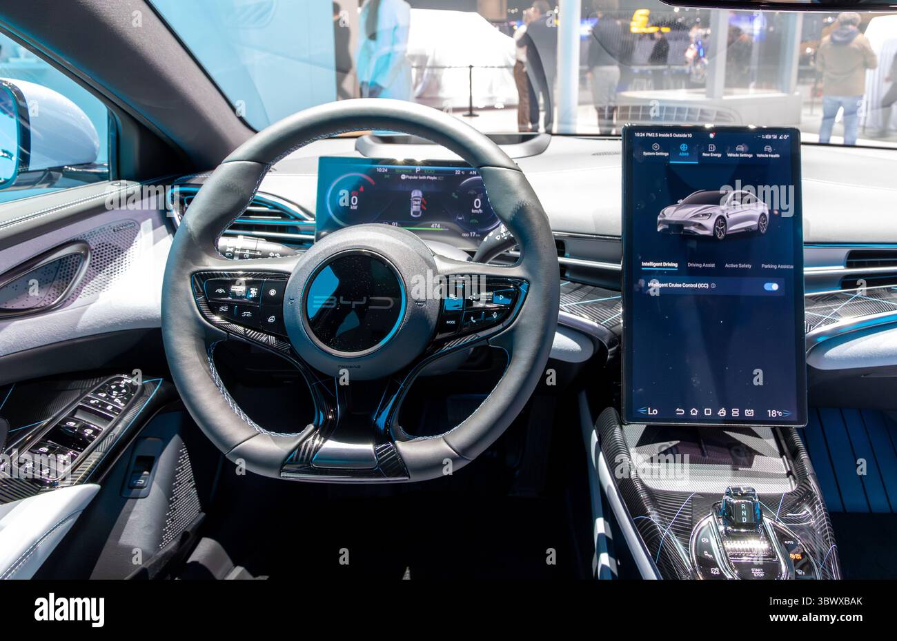 BYD SEAL electric car, showing the dashboard, digital display and ...