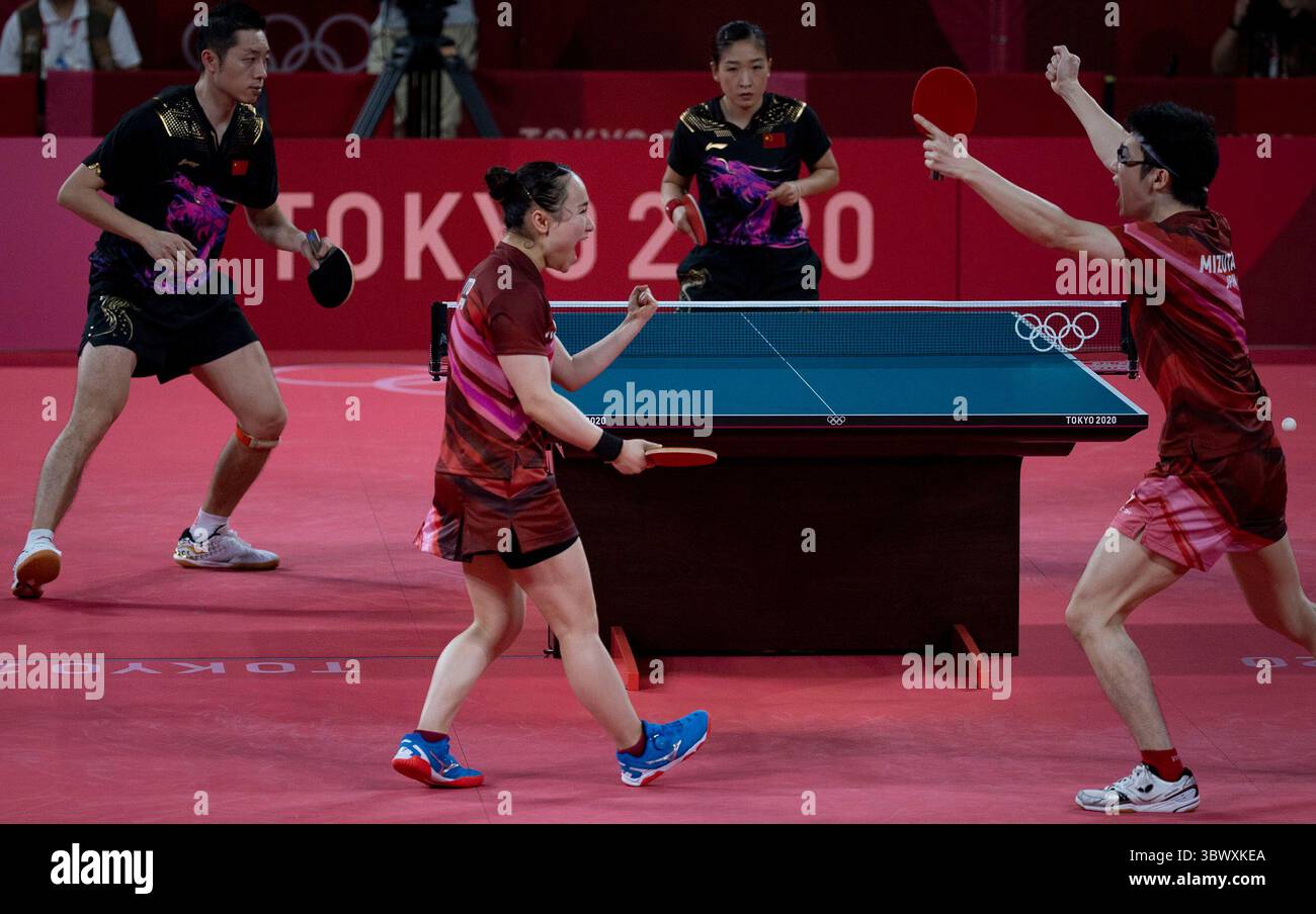 July 26, 2021, Tokyo, Japan: Japanâ€™s Mima ITO, left and Jun MIZUTANI ...