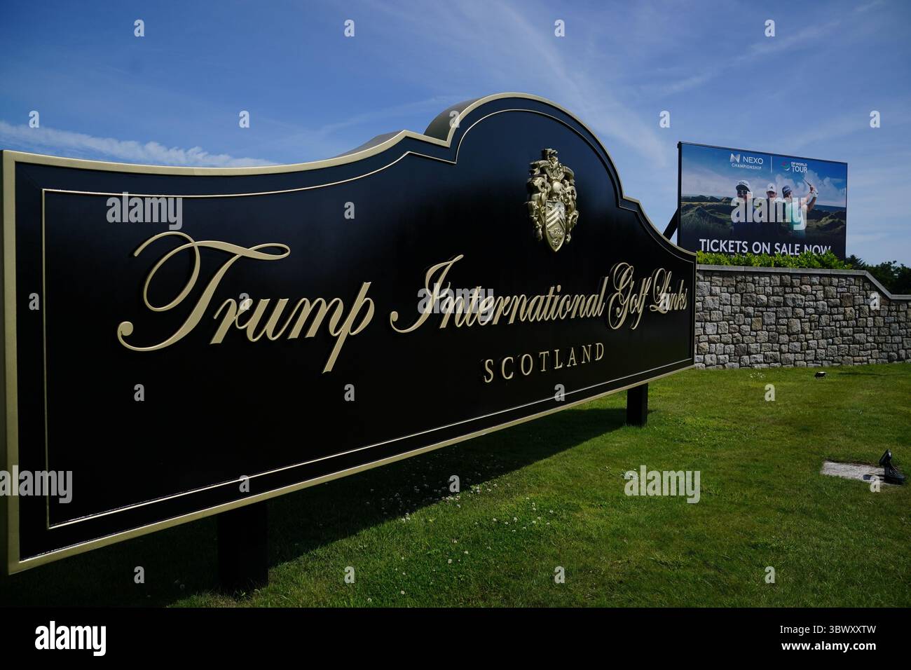 General view of signage for Trump International Golf Links course and ...