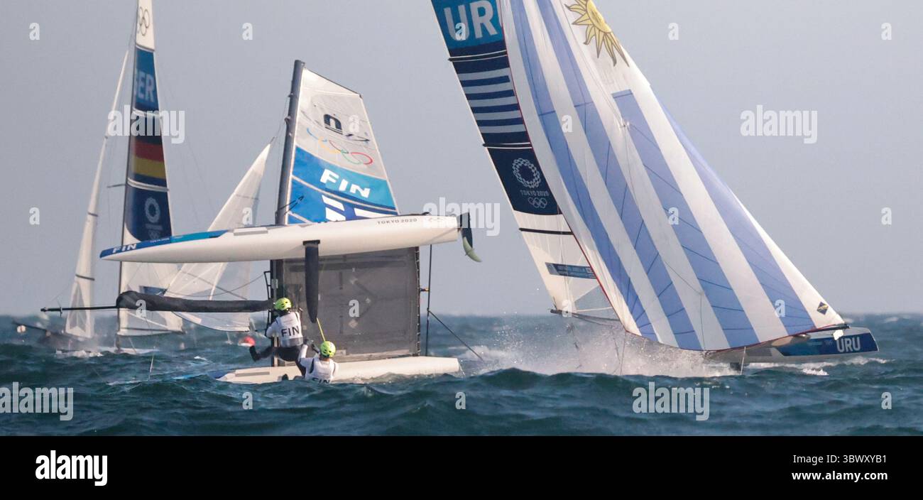 July 28, 2021, Tokyo, Kanto, Japan: Finish Mixed Multihull Nacra 17 ...