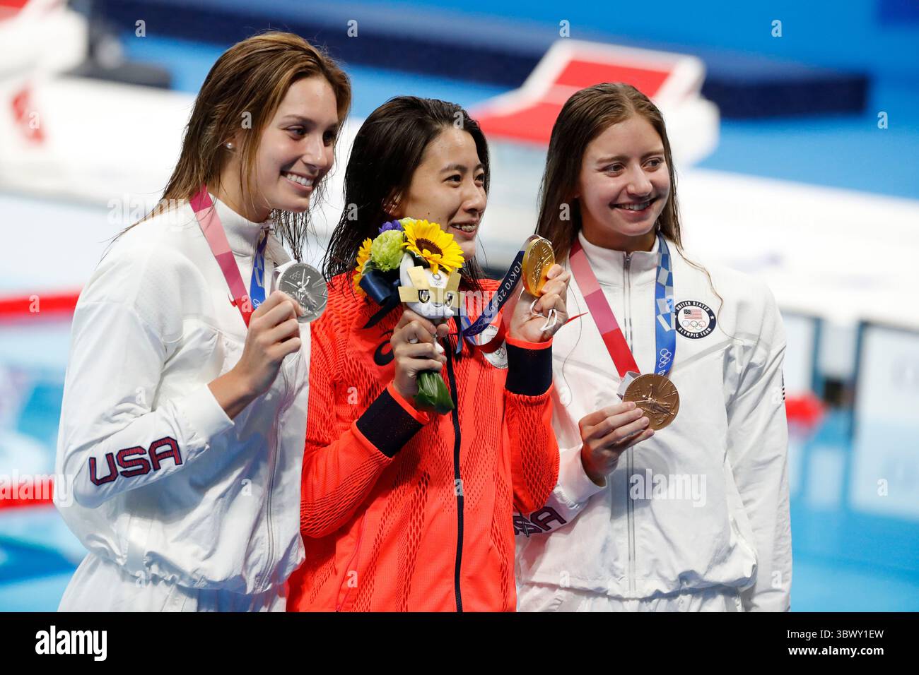 July 28, 2021, Tokyo, Kanto, Japan: From left Alex Walsh (USA) , Yui ...