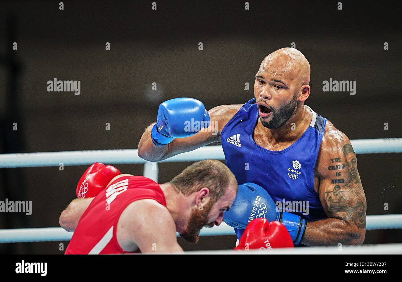July 29, 2021: Frazer Clarke from Great Britain and Tsotne Rogava from ...