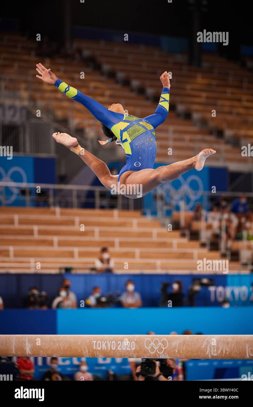 July 27, 2021, Tokyo, Kanto, Japan: Brazil's Rebeca Andrade, and silver ...