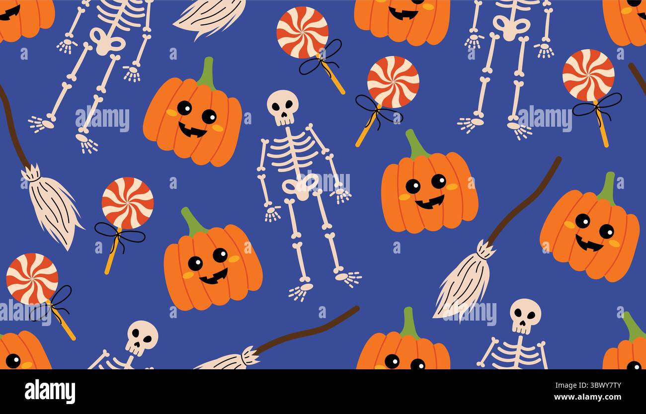 Seamless cute pumpkin in Stock Vector Images - Alamy