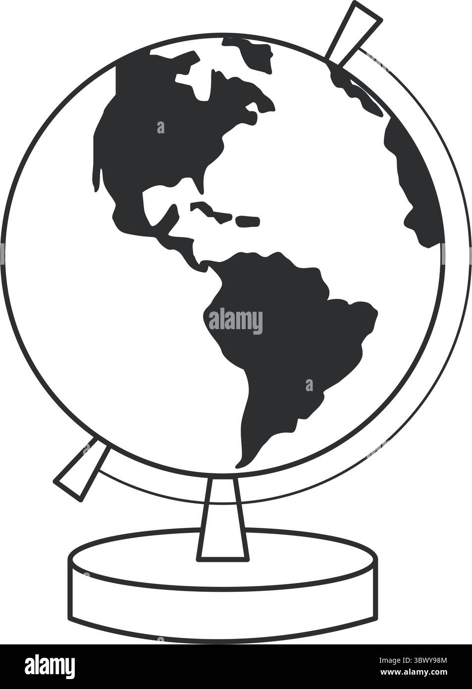 Globe doodle sketch style illustration. World map on ball hand drawn ...