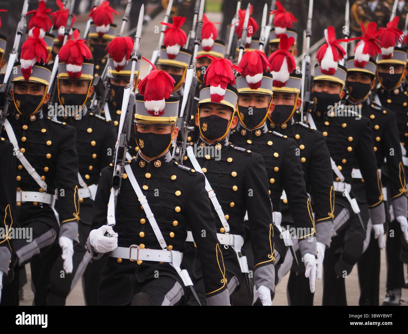 July 30, 2021, Lima, Lima, Peru: Peruvian Army officers marching on ...