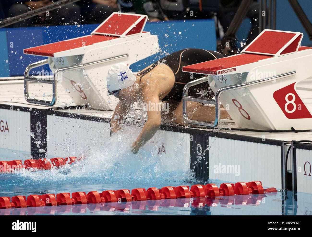July 31, 2021, Tokyo, Kanto, Japan: Lydia Jacoby (USA) goggles falloff ...