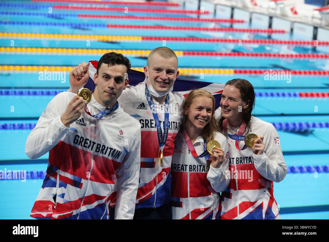 July 31, 2021, Tokyo, Kanto, Japan: Great Britain mixed 4x100m medley ...