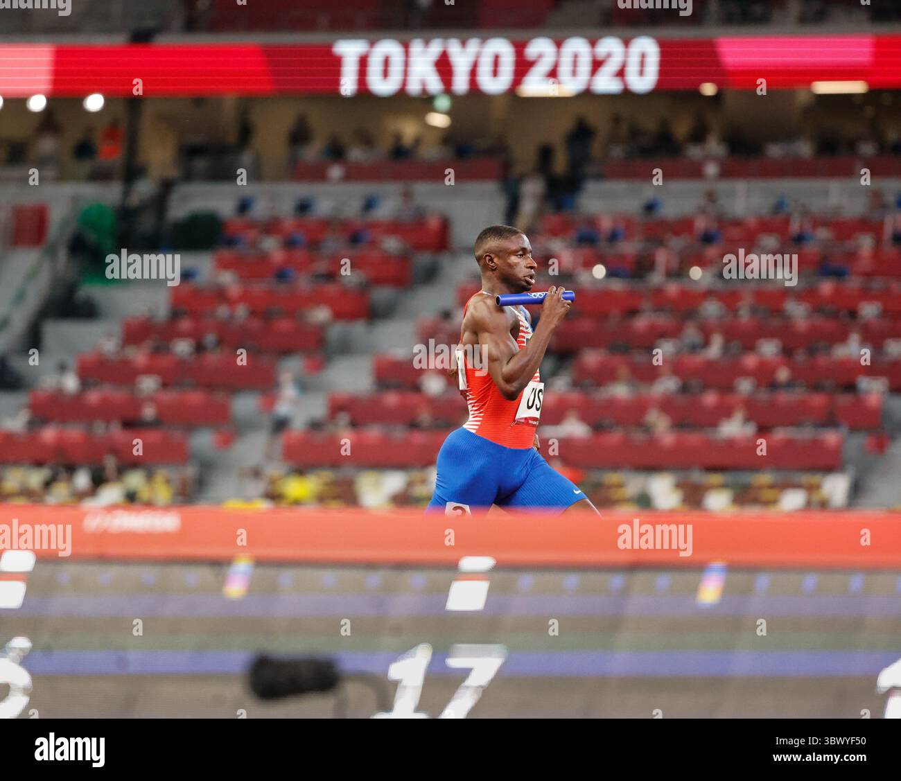 July 30, 2021, Tokyo, Kanto, Japan: A USA runner in the mixed 4400m ...