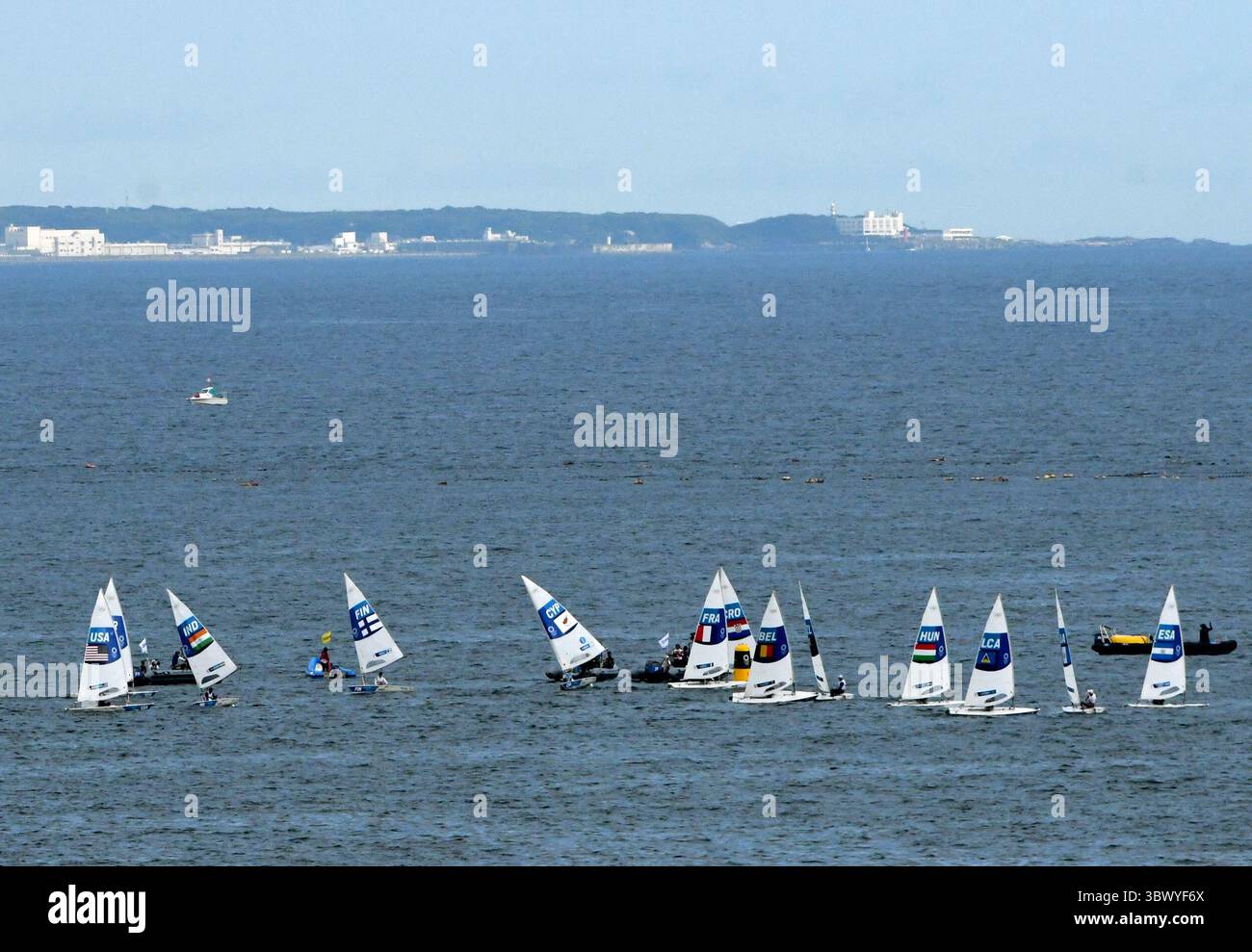 July 30, 2021, Kanagawa, Japan: A group of sailing boats from USA ...